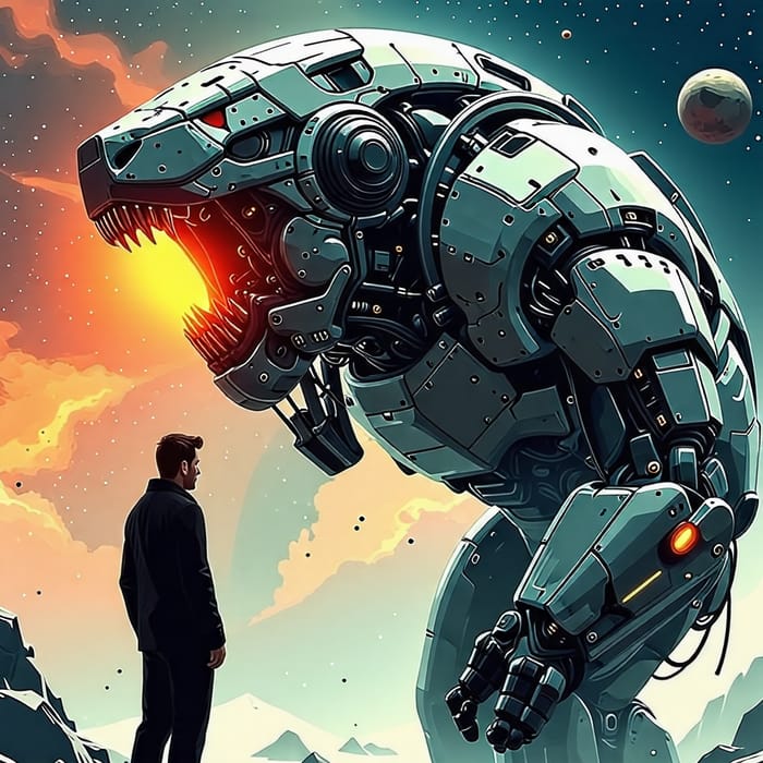 Sci-Fi Animations in Space Atmosphere | Man and Robot | AI Art ...