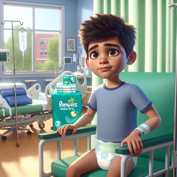 Courageous 9-Year-Old Boy in Pampers Baby Dry Diapers | AI Art ...