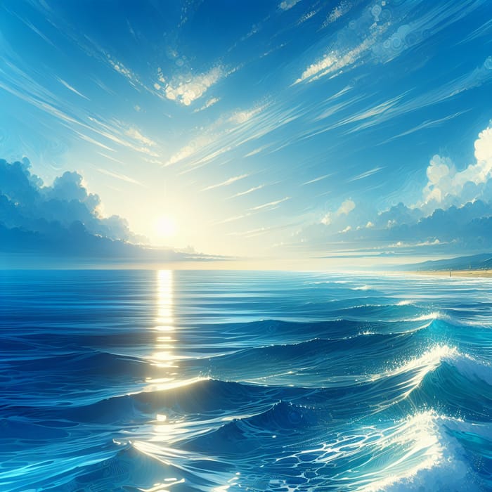 Refreshing 2024 Summer Greeting Print Design - Serene Blue Sky & Sea | AI Art Generator | Easy ...