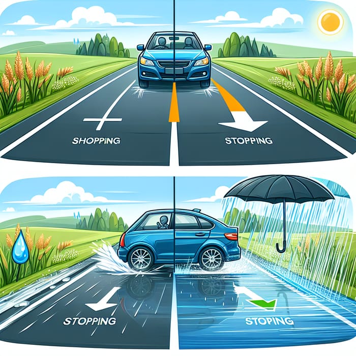 Car Stopping Distances: Wet vs Dry Conditions | AI Art Generator | Easy ...