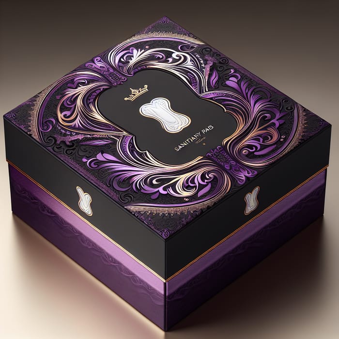 Luxurious Black & Purple Sanitary Pad Packaging Box | AI Art Generator ...