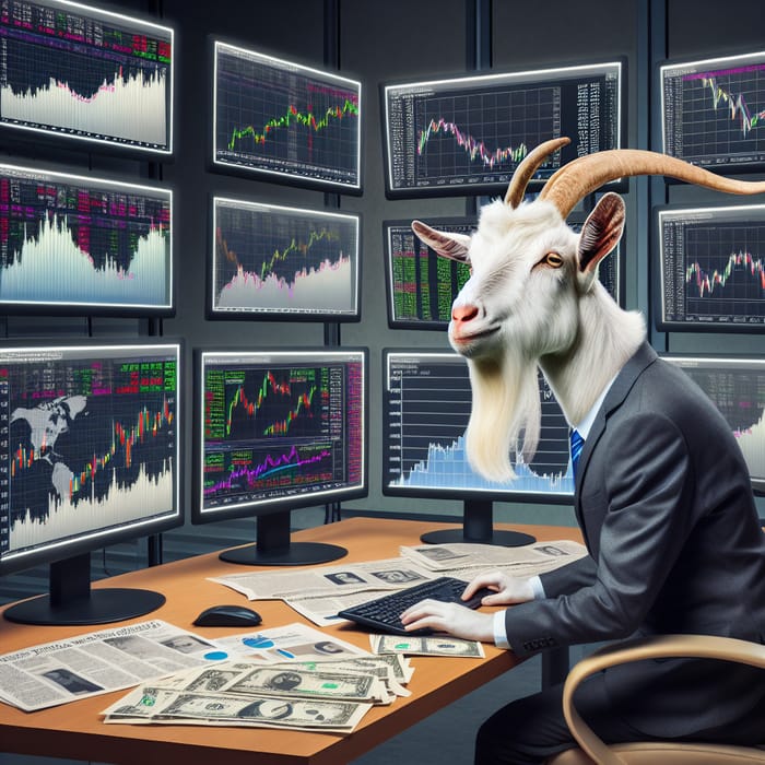 Goat Analyzing Financial Market Trends | AI Art Generator | Easy-Peasy.AI