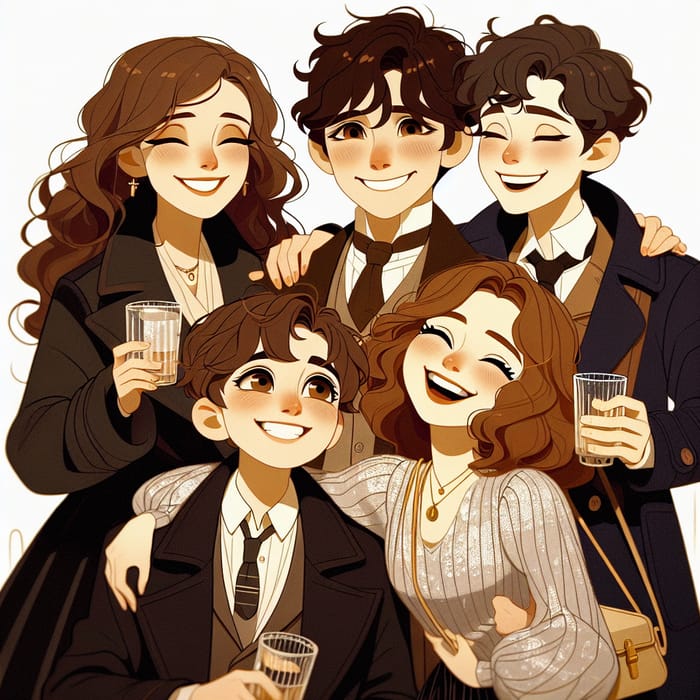 Joyful Animated Poster Featuring Vintage Characters Embracing | AI Art ...