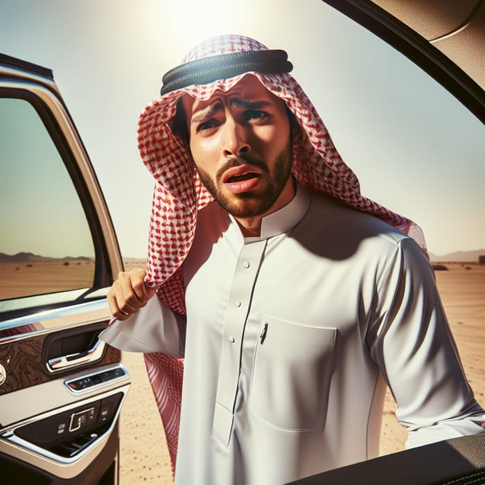 Saudi Man Faces Rising Heat While Opening Car Door | AI Art Generator ...