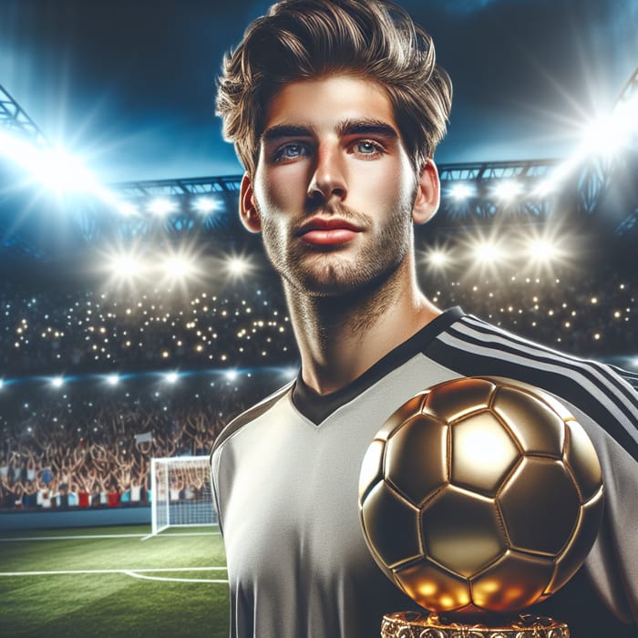 Top Male Football Player with Golden Ball Trophy | AI Art Generator ...