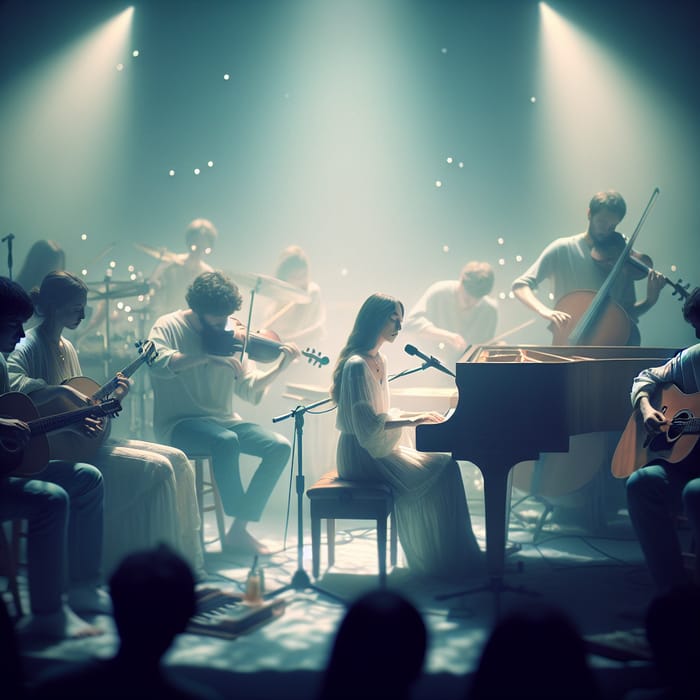 Dreamy Musical Performance: Light Vocals, Peaceful Harmonies | AI Art Generator | Easy-Peasy.AI