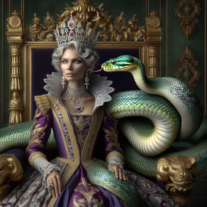 Regal Queen and Majestic Snake - Serene Authority Display | AI Art ...