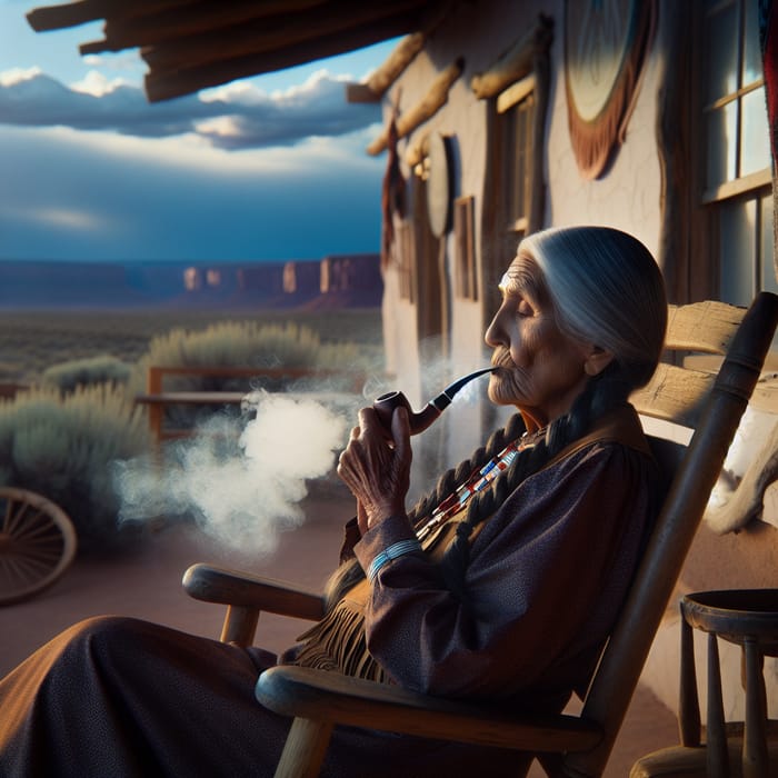 70-Year-Old Native American Grandma Smoking Peacefully | AI Art ...
