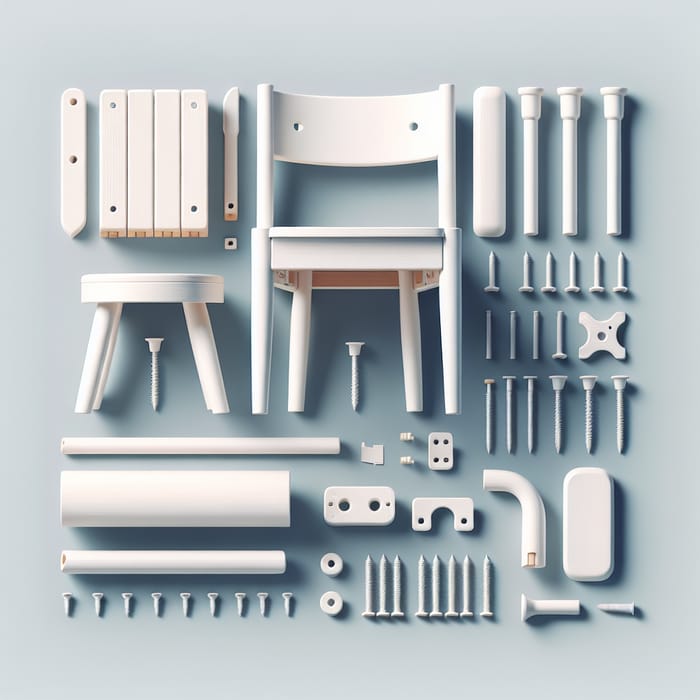 White Plastic and Wood Chair Parts | Assembly Guide | AI Art Generator ...