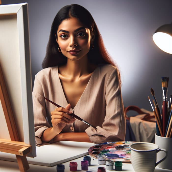 Inspiring South Asian Woman Painting | Creative Art Studio | AI Art ...