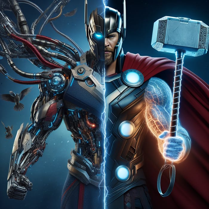 Thor Cyborg: Enhanced Norse God of Technology | AI Art Generator | Easy ...