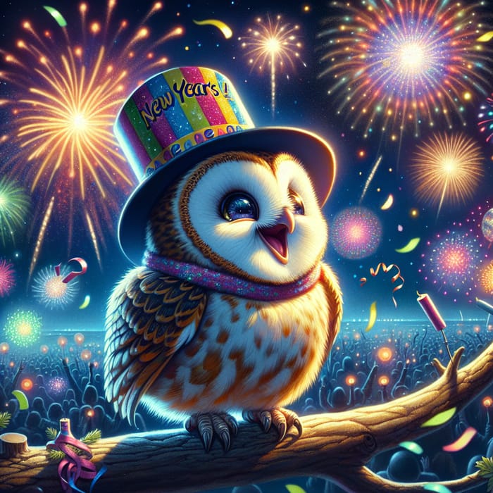 America's Best Owl Welcomes New Year with Sparkling Fireworks | AI Art ...