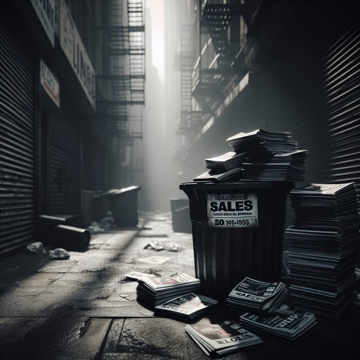 Urban Street Noir: Discarded Sales Flyers in Abandoned Setting | AI Art ...