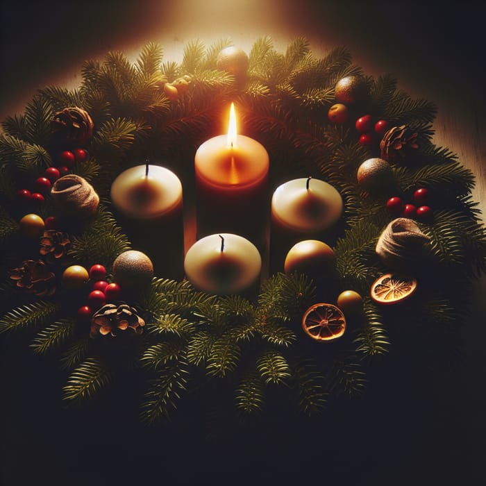 Advent Wreath: Symbolizing 1st Sunday of Advent | AI Art Generator | Easy-Peasy.AI