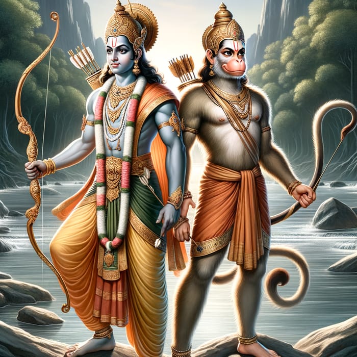 Bhagwan Shree Ram and Hanuman - Ancient Indian Mythology | AI Art ...