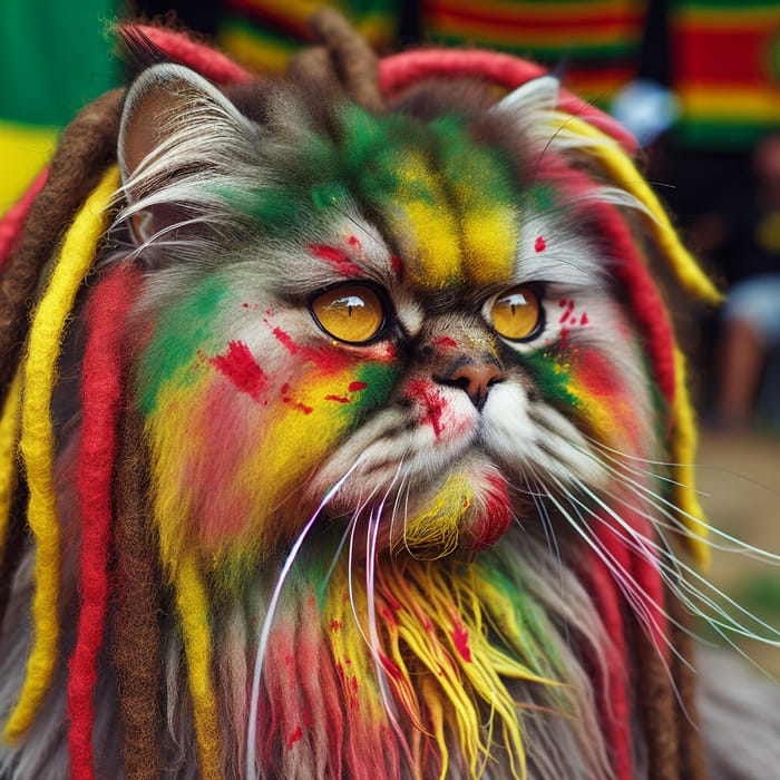 Persian Cat in Rasta Colors | AI Art Generator | Easy-Peasy.AI