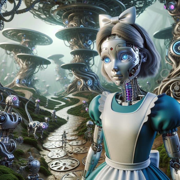Robot Alice in Wonderland: A Modern Reinterpretation | AI Art Generator ...