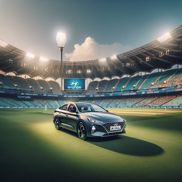 Hyundai Aura Car at Vibrant Cricket Stadium | AI Art Generator | Easy ...