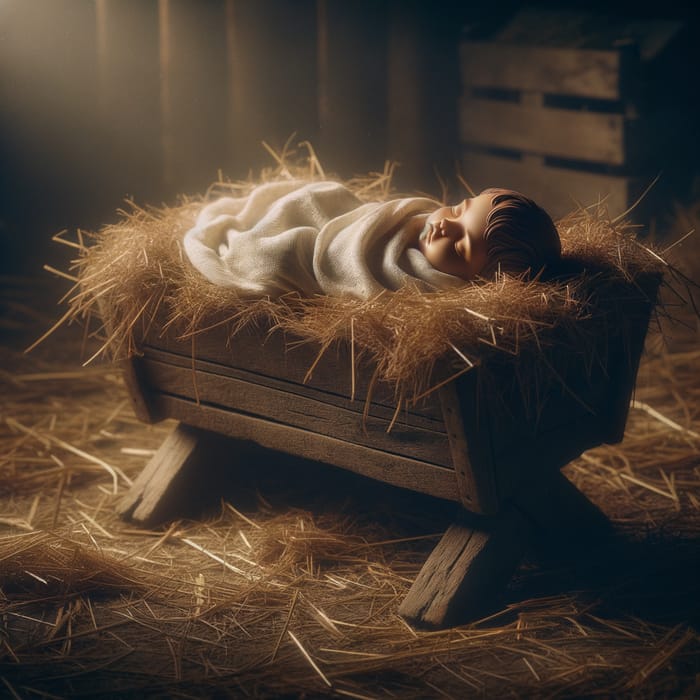 Baby Jesus in Wooden Manger - Symbol of Hope | AI Art Generator | Easy ...