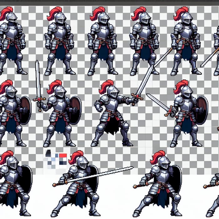 Knight Sprite Sheet with Various Poses | AI Art Generator | Easy-Peasy.AI