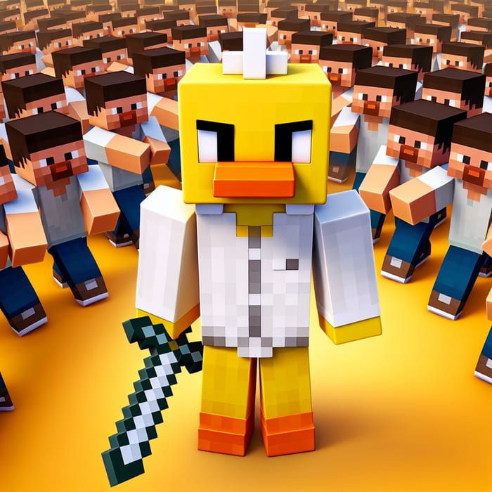 Serious Yellow Duck vs. 100 Minecraft Players | AI Art Generator | Easy ...