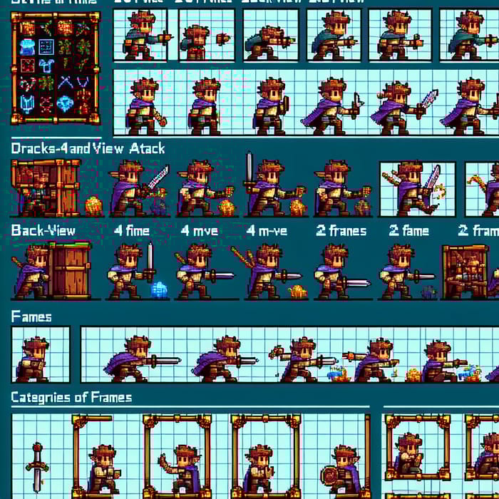 Pixel Art Sprite Sheet: Dungeons & Dragons Character Frames | AI Art ...