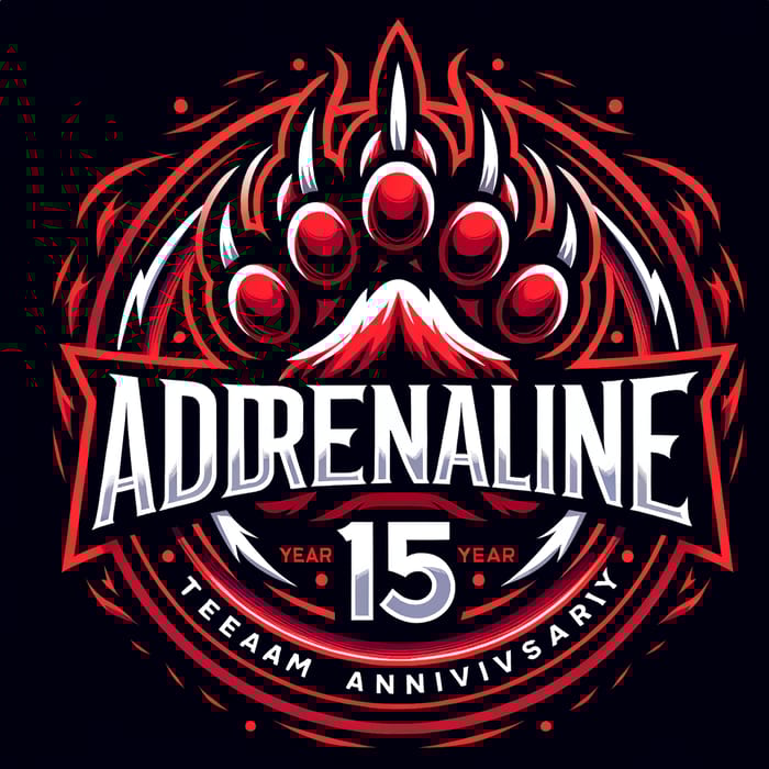 Adrenaline Team 15-Year Logo Design with Predator's Paw | AI Art Generator | Easy-Peasy.AI