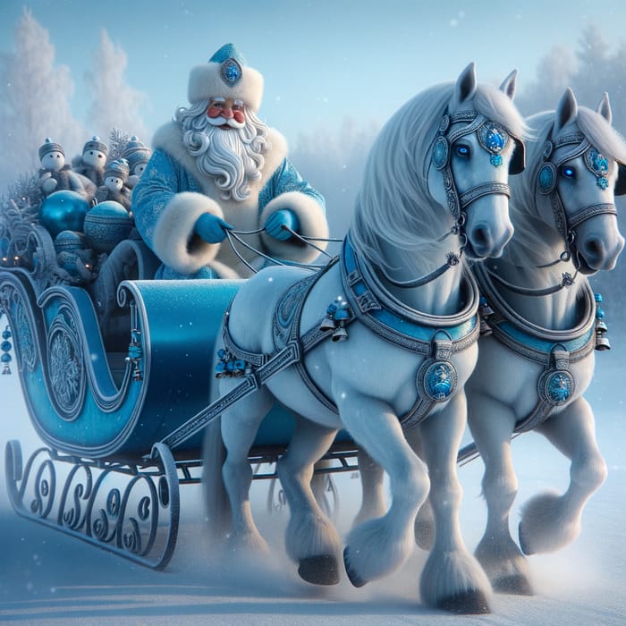 Russian Santa Claus Sleigh Ride - Blue Team Winter Scene | AI Art ...