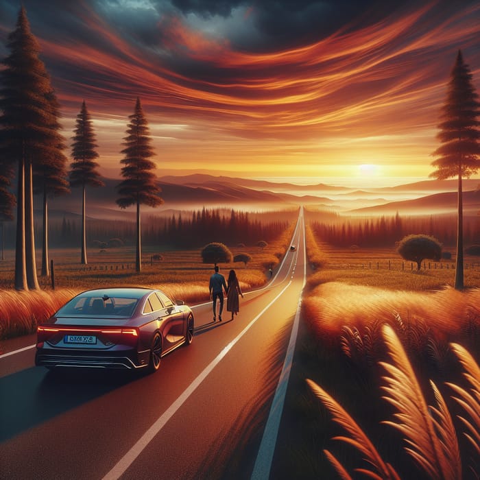 Scenic Sunset Drive: Tranquil Journey Through Nature | AI Art Generator ...