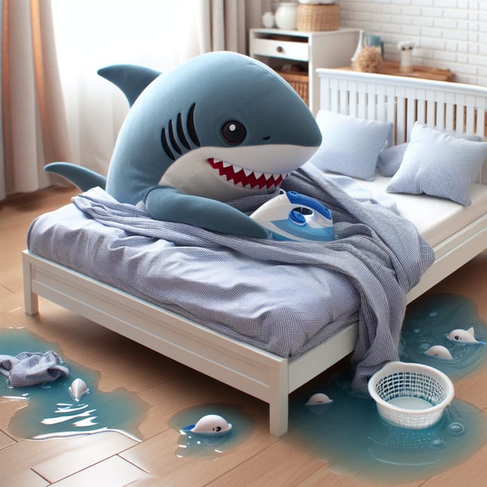 Shark Cleaning Bedding: Unusual Bedspread Makeover | AI Art Generator ...