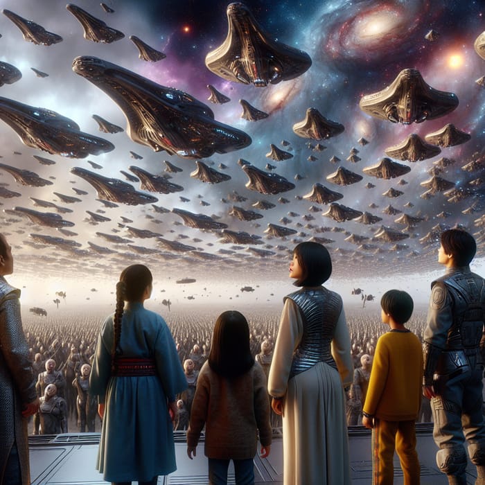 Cyberpunk Galactic Invasion Scene | AI Art Generator | Easy-Peasy.AI