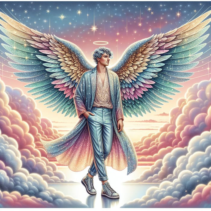 Angel Hip and Sparkling Wings on a Cloud | AI Art Generator | Easy-Peasy.AI
