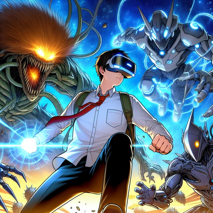 Epic Battle: High School Student vs Virtual Reality Space Monsters | AI ...