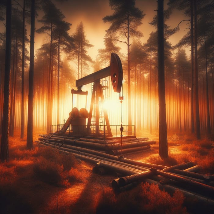 Oil Well in Pine Forest - Scenic Nature View | AI Art Generator | Easy ...