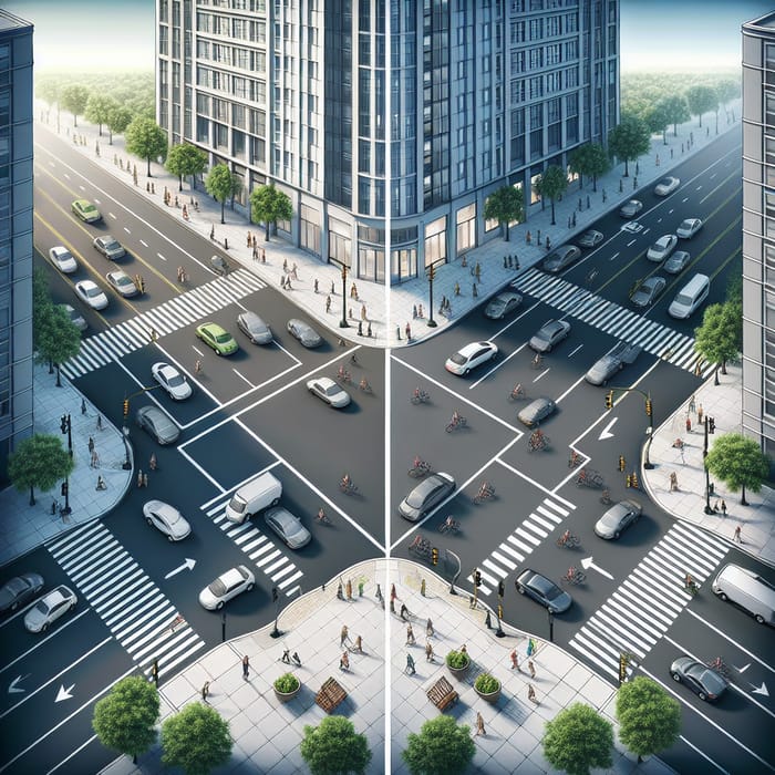 Intersection with and without Sidewalk Prioritization | AI Art ...