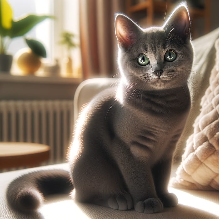 Graceful Domestic Cat with Shiny Fur | AI Art Generator | Easy-Peasy.AI