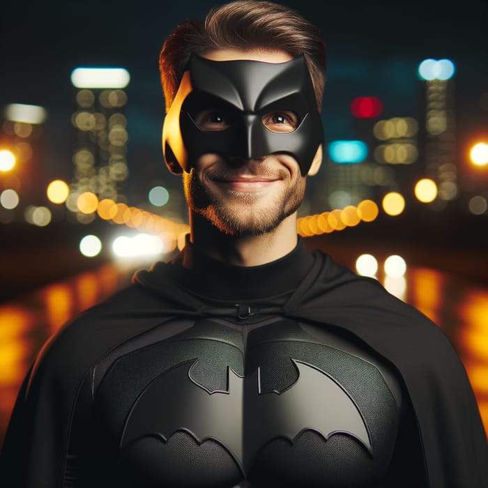Batman Smiling in Gotham City | AI Art Generator | Easy-Peasy.AI