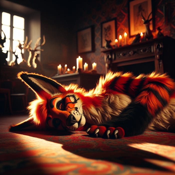 Furry Fox on Plush Carpet | Moody Candlelight Setting | AI Art ...