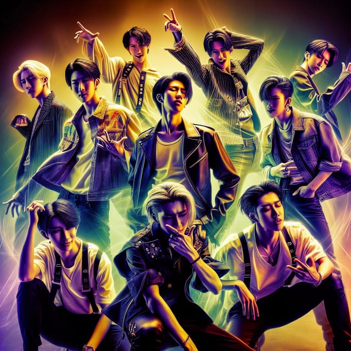 Dynamic K-Pop Group BTS: Captivating Portrait | AI Art Generator | Easy ...