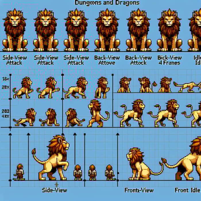 Pixel Art Sprite Sheet of Lion Humanoid for Dungeons and Dragons RPG ...