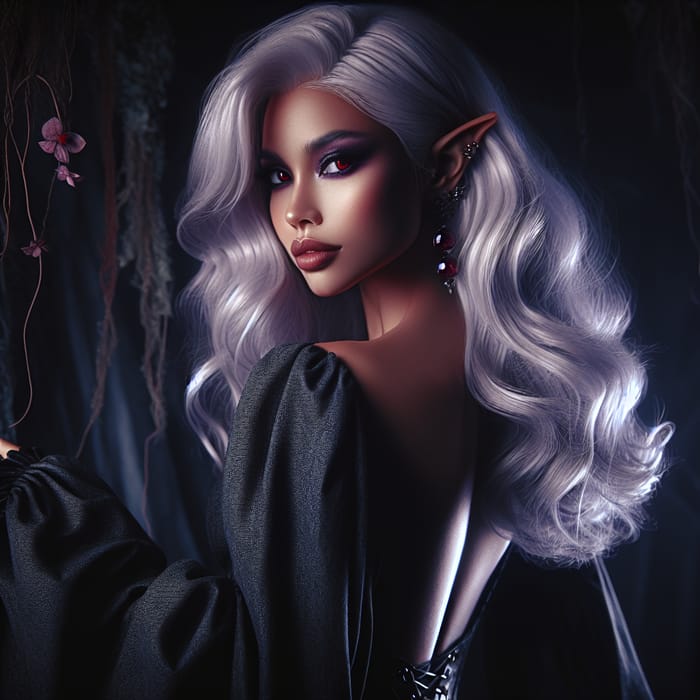 Enigmatic Drow Woman | Darkness & Elegance | AI Art Generator | Easy-Peasy.AI