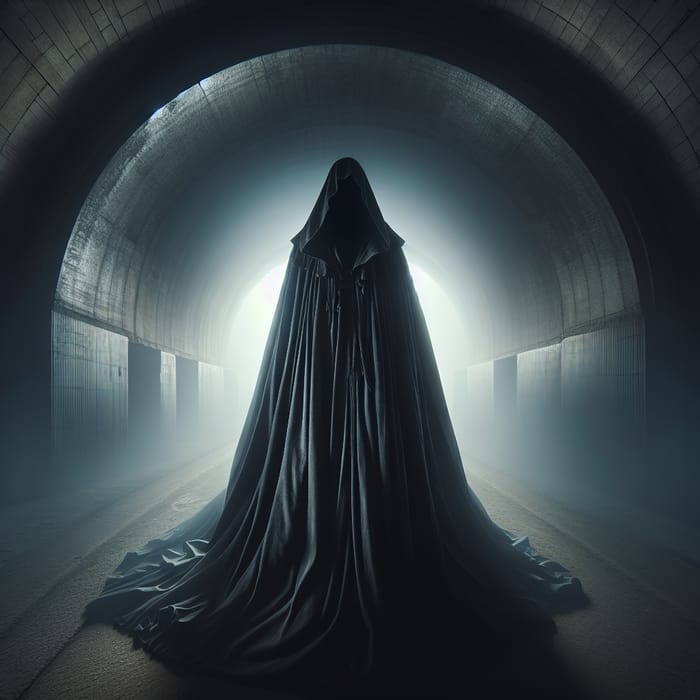 Mysterious Dark Cloaked Figure in Fantasy Scene | AI Art Generator | Easy-Peasy.AI
