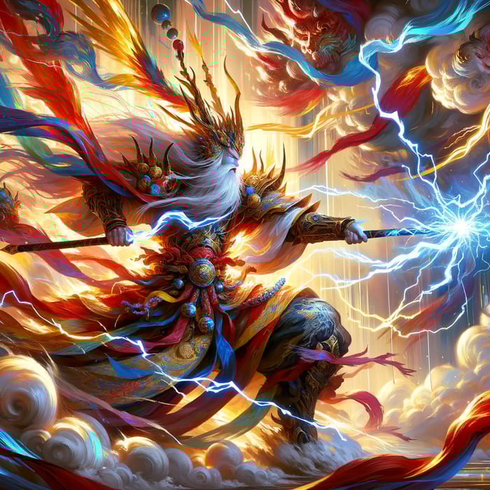 Ikiga Wielding Lightning in Intense Battle Scene | AI Art Generator ...