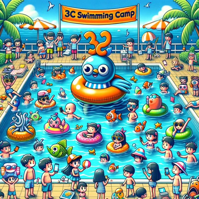 Summer Swim Camp - Tech-Free Oasis | AI Art Generator | Easy-Peasy.AI