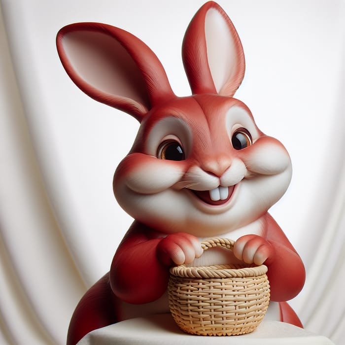 Happy Red Rabbit Holding a Basket | AI Art Generator | Easy-Peasy.AI