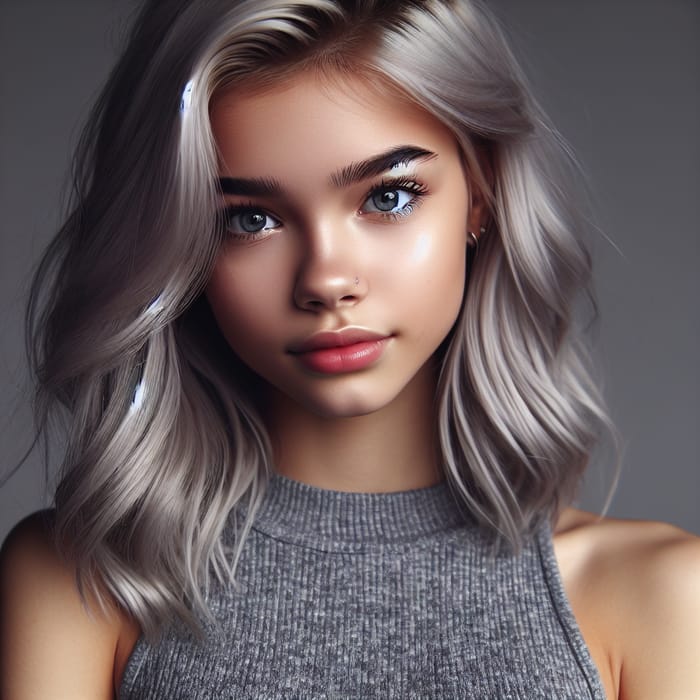 Silver Hair Beauty | Young Girl with Stunning Silver Hair | AI Art ...