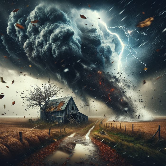 Unforeseen Catastrophe: Abandoned Barn Struck by Nature's Fury | AI Art ...
