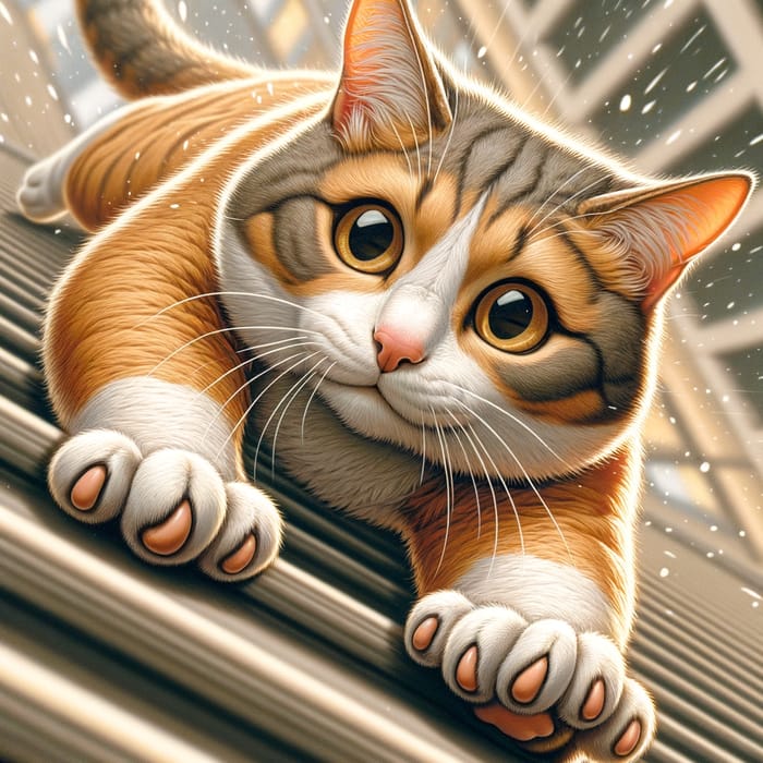 Surprised Cat Falling | Golden with White Patches | AI Art Generator ...