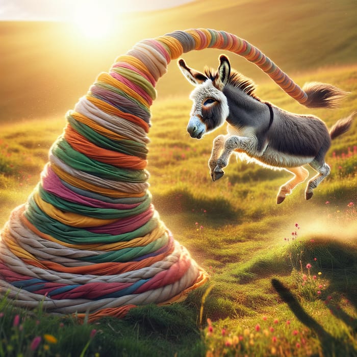 Playful Donkey Skipping Rope in Grassy Field | AI Art Generator | Easy ...