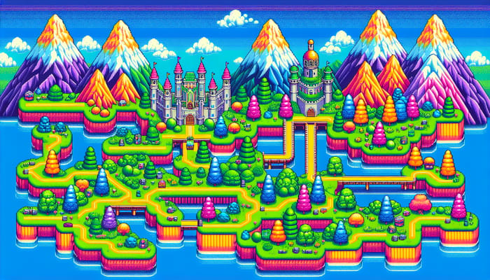 Colorful Level Selector Map for Super Mario 3 | AI Art Generator | Easy ...